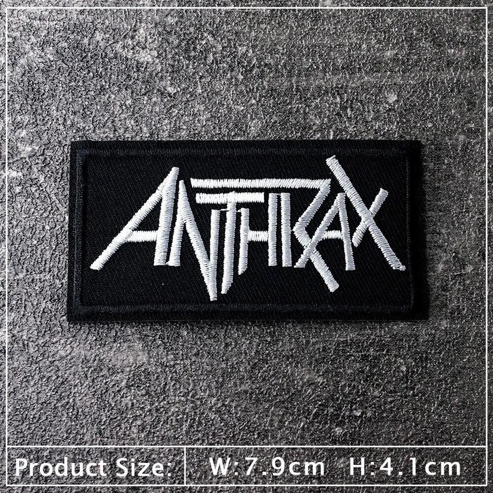 Нашивка Anthrax, черная, 7.9x4.1 см
