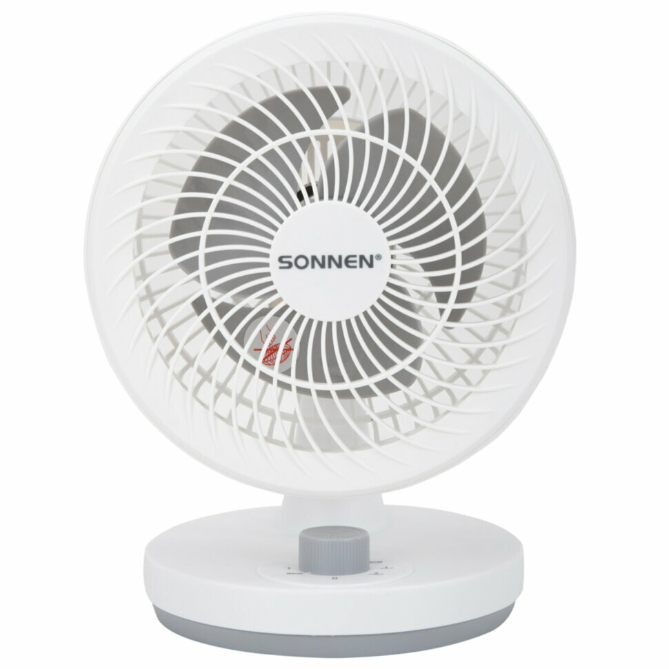 Вентилятор настольный SONNEN FT-160, 40 Вт, 23 см, 3 скорости, вращение на 60°, механическое управление, белый, 457784, 457784