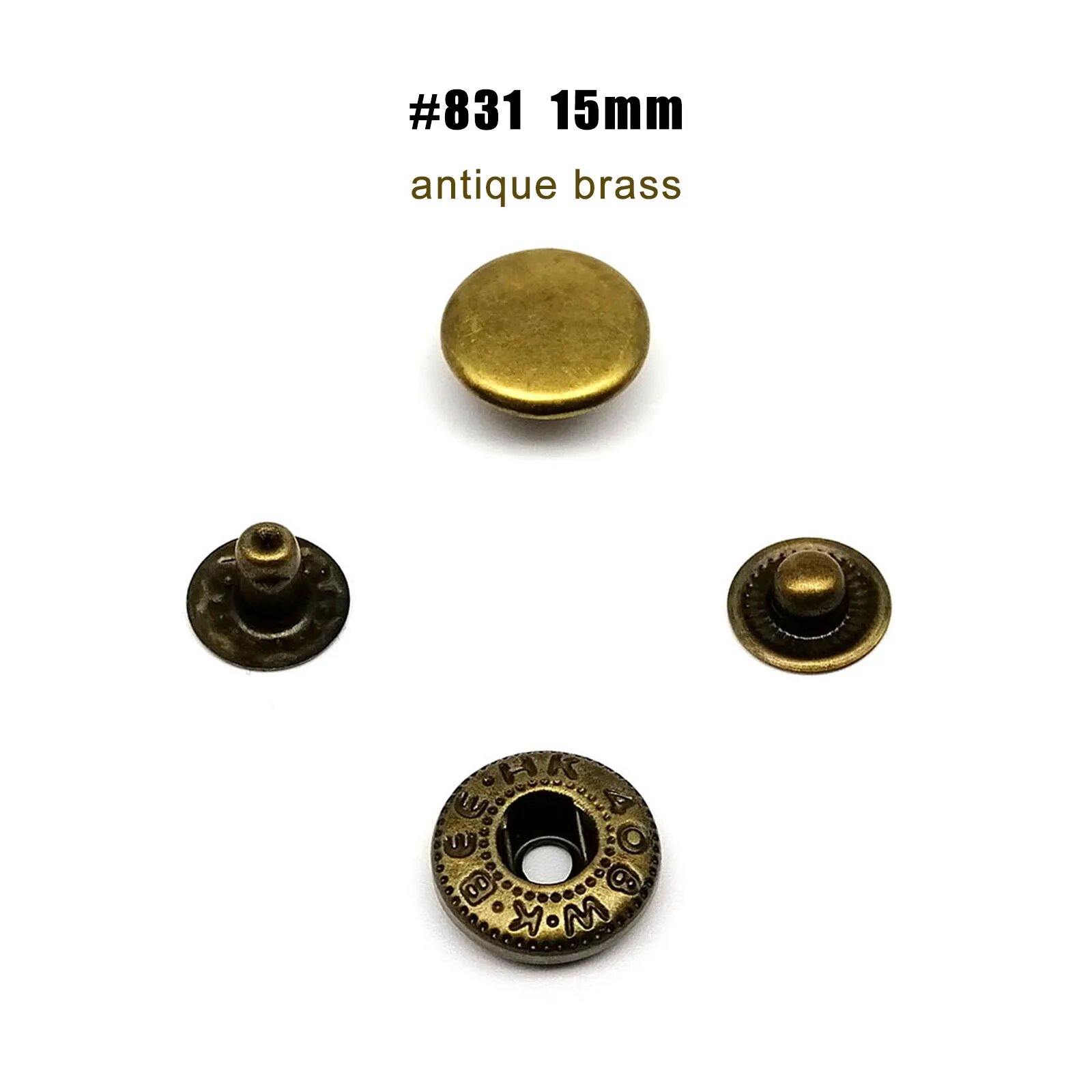 Заклепки металлические, antique brass 831, 15 мм