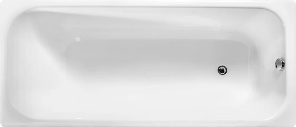 Чугунная ванна Wotte Start 170x75, на ножках, 235 л, пристенная, прямоугольная, белая, глянцевая, в современном стиле