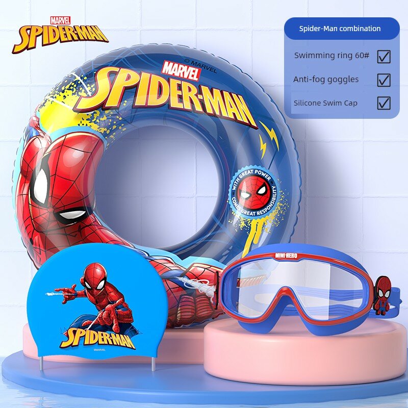 Человек-Паук Набор Плавательной Шапочки, Очки и Надувного Круга для Детей Водонепроницаемые Анти-Туман