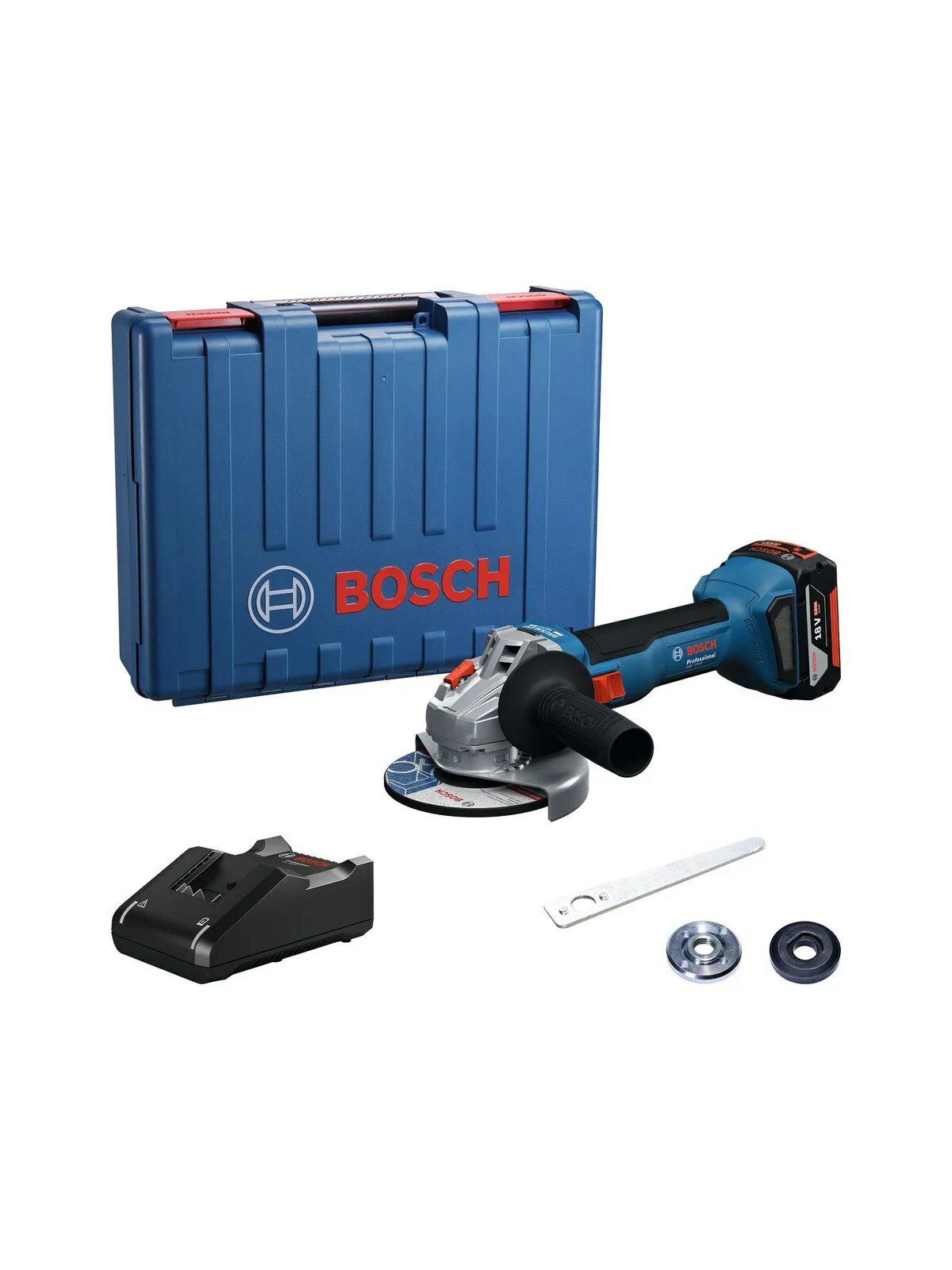 Болгарка Аккумуляторная Bosch GWS 18V-8, Li-Ion, 125 мм, 1 АКБ 4.0 Ач, ЗУ, (Текущая версия модели GWS 180-LI), арт. 06019N9021