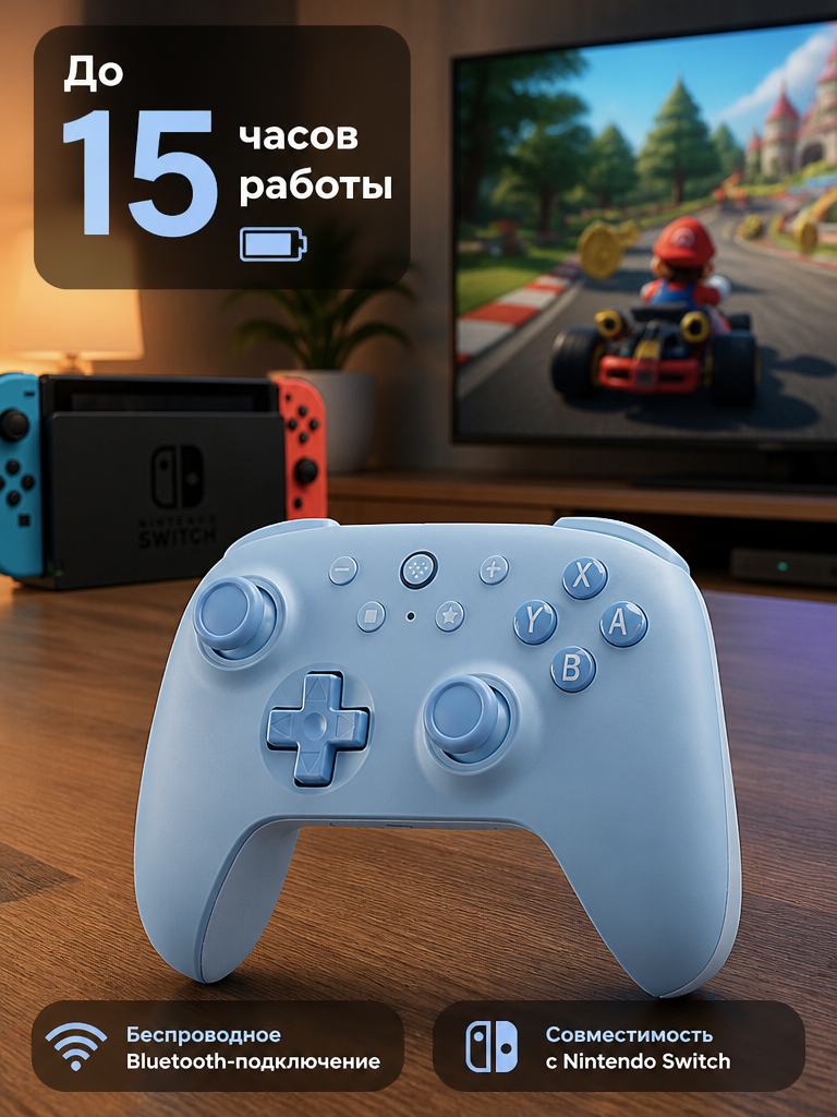 Беспроводной игровой контроллер Ultimate 2C для Nintendo Switch, Bluetooth, светло-голубой