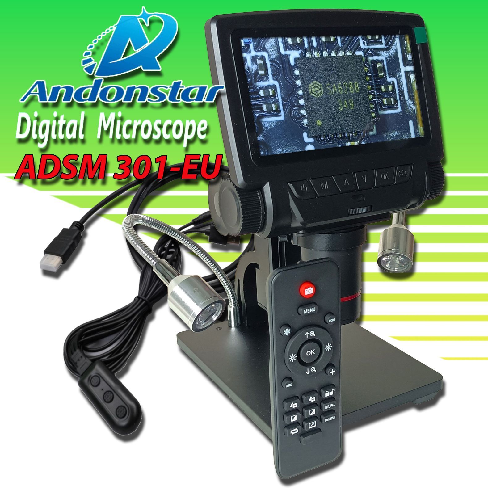 Цифровой микроскоп Andonstar ADSM301 / увеличение 260-кратное / Full HD-1080P / для пайки