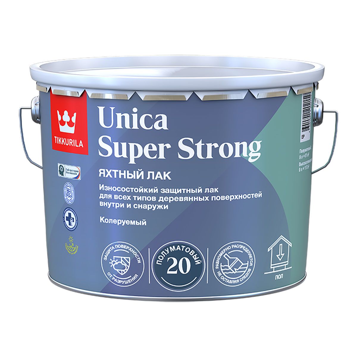 Tikkurila Unica Super Strong / Тиккурила Уника Супер Стронг, 9л, полуматовый, износостойкий, универсальный лак