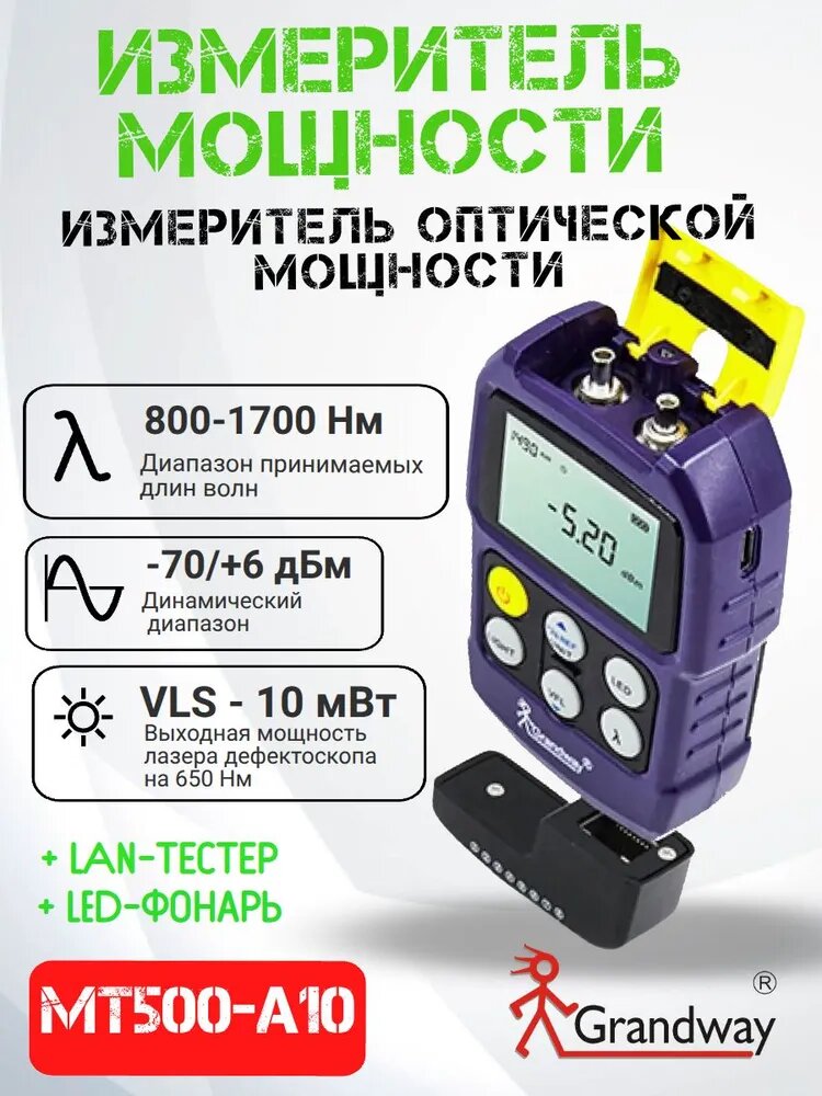 MT500-A10 Измеритель оптический мощности -70/+6 дБм, 10 мВт, Grandway