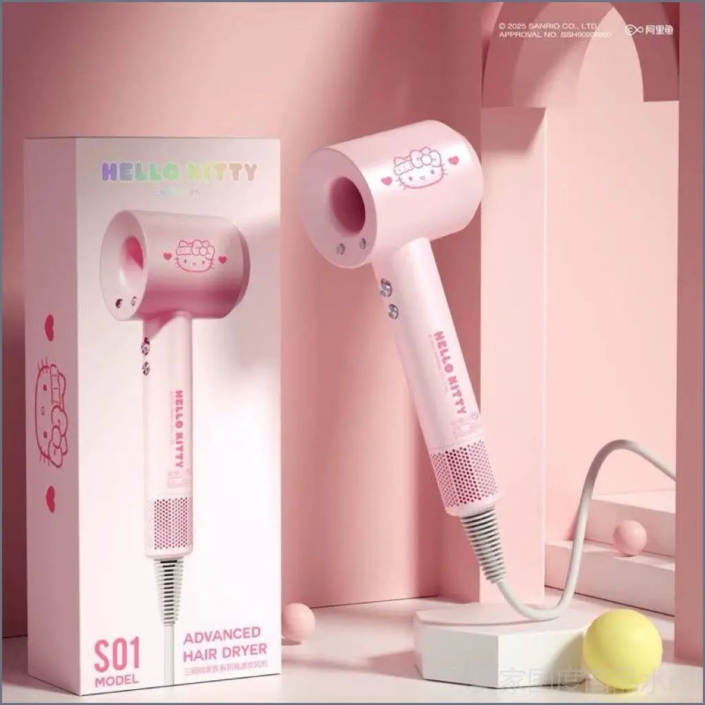 Фен для волос Sanrio Hello Kitty & Kuromi, высокоскоростной мотор 110000 об/мин, 10 режимов, легкий корпус, белый