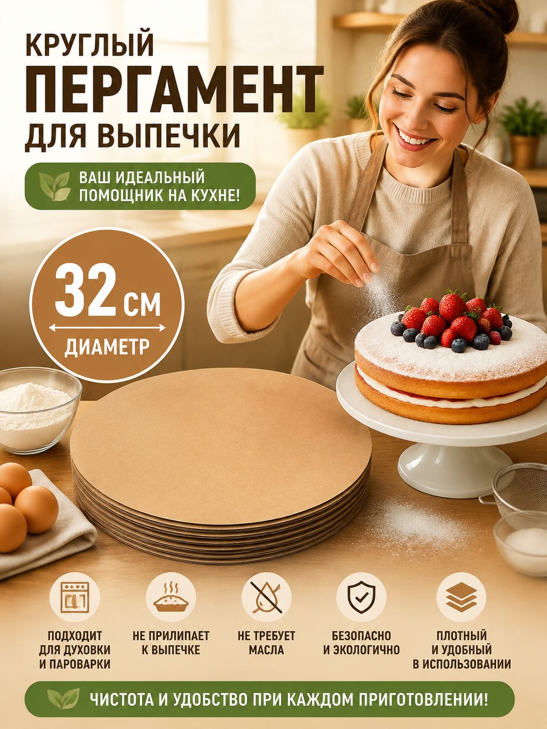 Бумага пищевая 32 м х 32 см, 100 шт