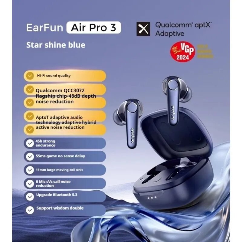 EarFun Наушники беспроводные, лазурный