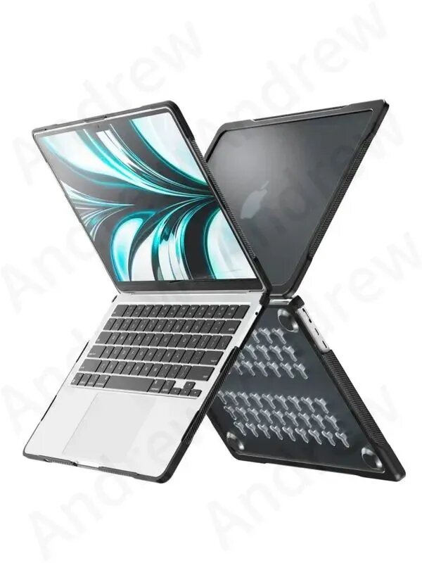 Чехол для MacBook Air 13.6 M2 M3 М4 / Противоударный бампер ShockProof HardShell Case, чехол-накладка для Макбук Аир 13.6 2022 2024 2025 (A2681 A3113 A3240), Цвет: Черный матовый