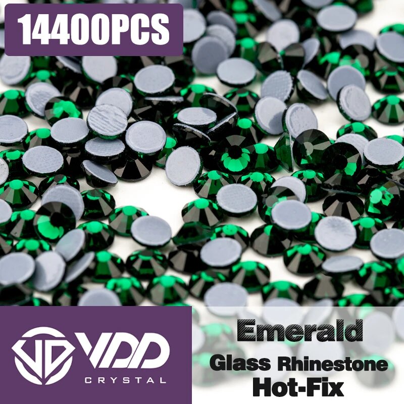 Стразы стеклянные VDD Emerald 14400шт, SS6-SS20, зеленые
