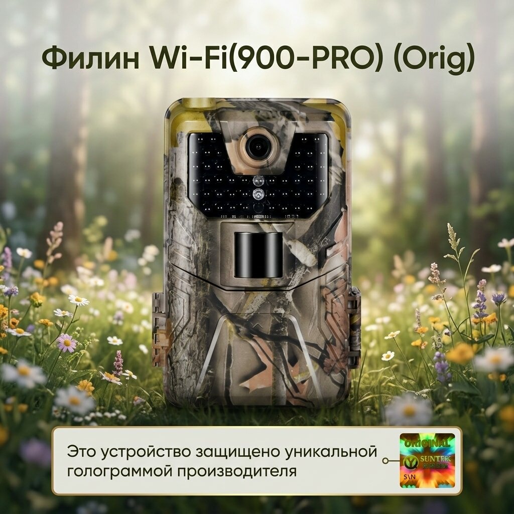 4К фотоловушка для охоты с записью на SD карту - Филин Wi-Fi(900-PRO)