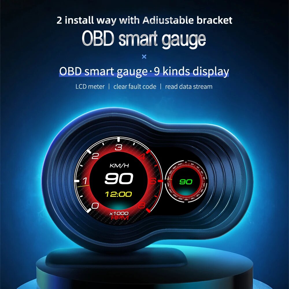 F9 OBD проекционный дисплей для HUD Auto Smart Car бортовой компьютерный датчик цифровой спидометр сигнализация температура воды температура масла турбо