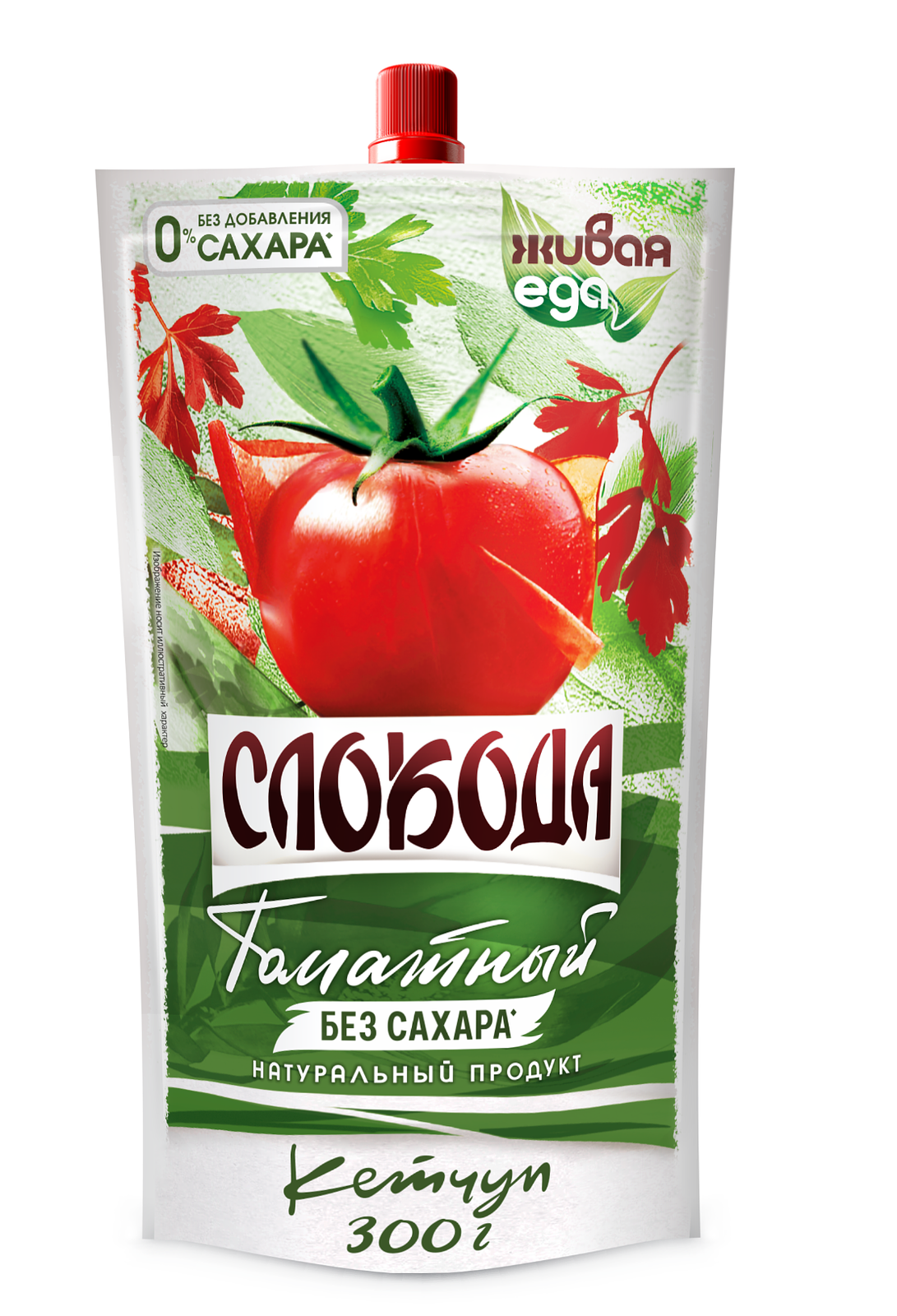 Упаковка из 24 пачек Кетчуп Слобода Томатный без сахара дой-пак 300г