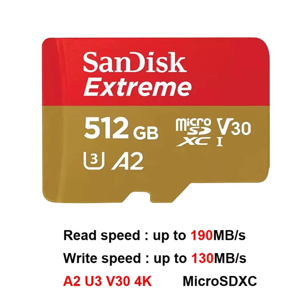 SanDisk Extreme microSDXC карта памяти 32/64/128/256/512 ГБ 512GB
