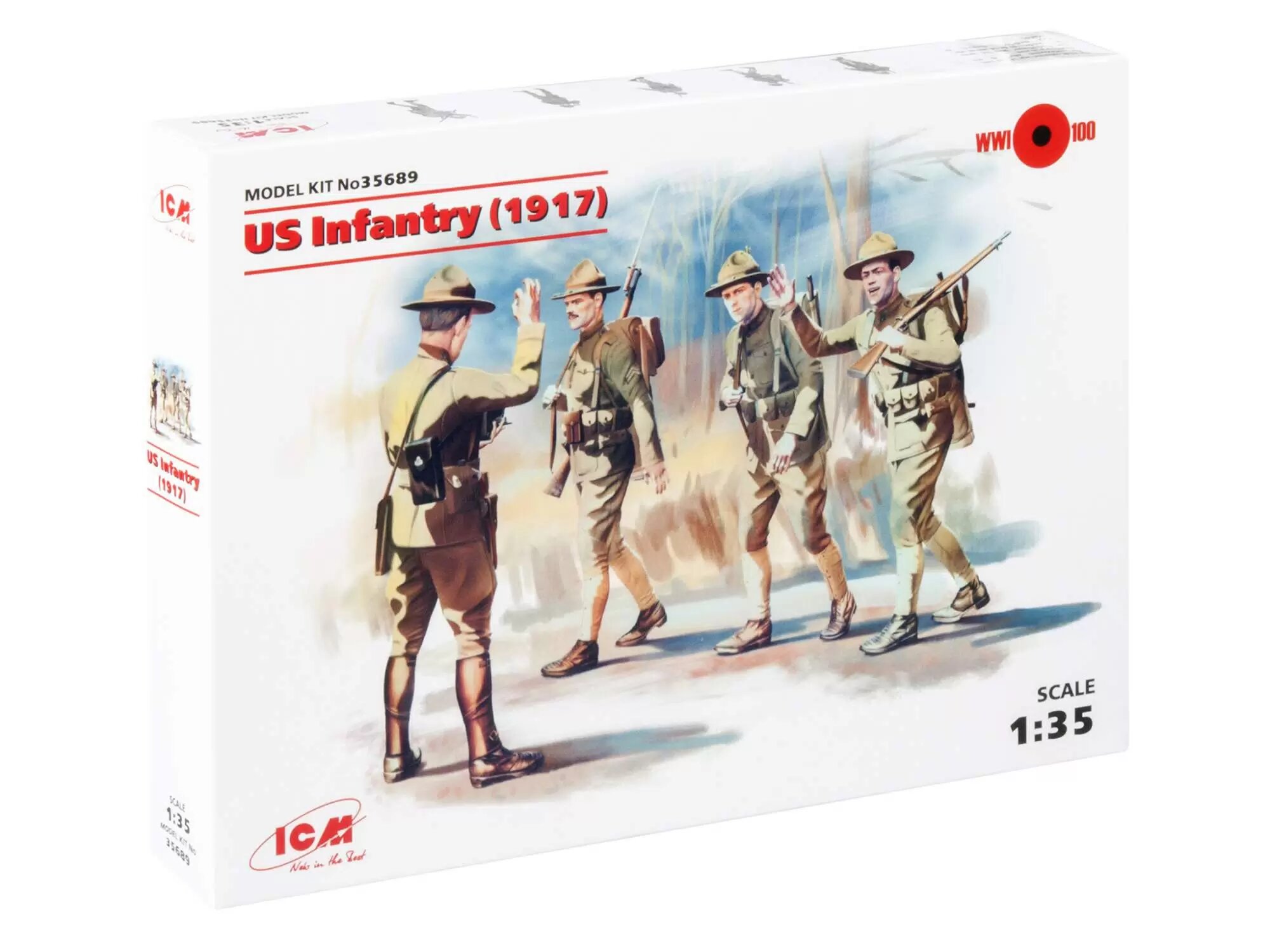 Сборные миниатюры Пехота США 1917 г. (1/35) 35689 ICM