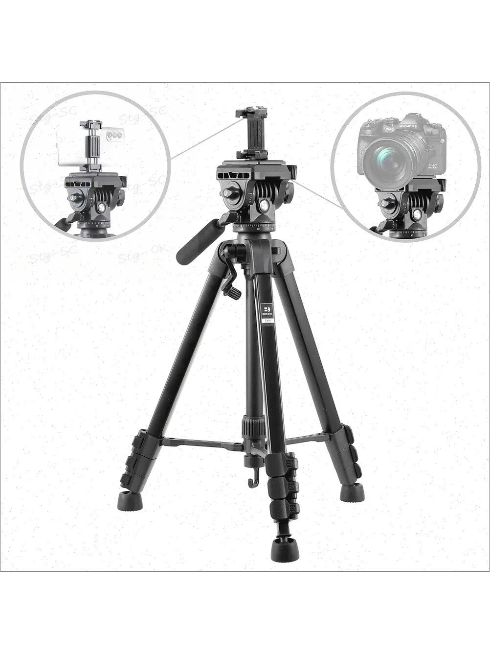 Штатив Benro T891+MH2N для фотоаппарата и смартфона, видео, с держателем телефона