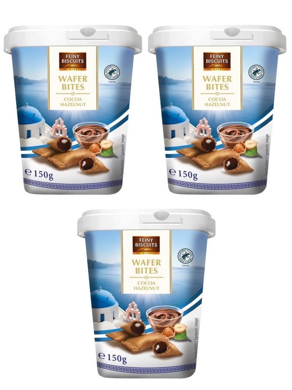 Вафельные подушечки с ореховым кремом Feiny Biscuits, 3шт по 150г