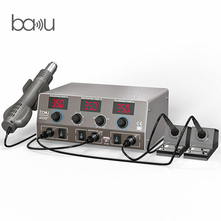 Паяльник Bakoo BA-603D+ с двумя термофенами и цифровым дисплеем для ремонта и пайки мобильных телефонов