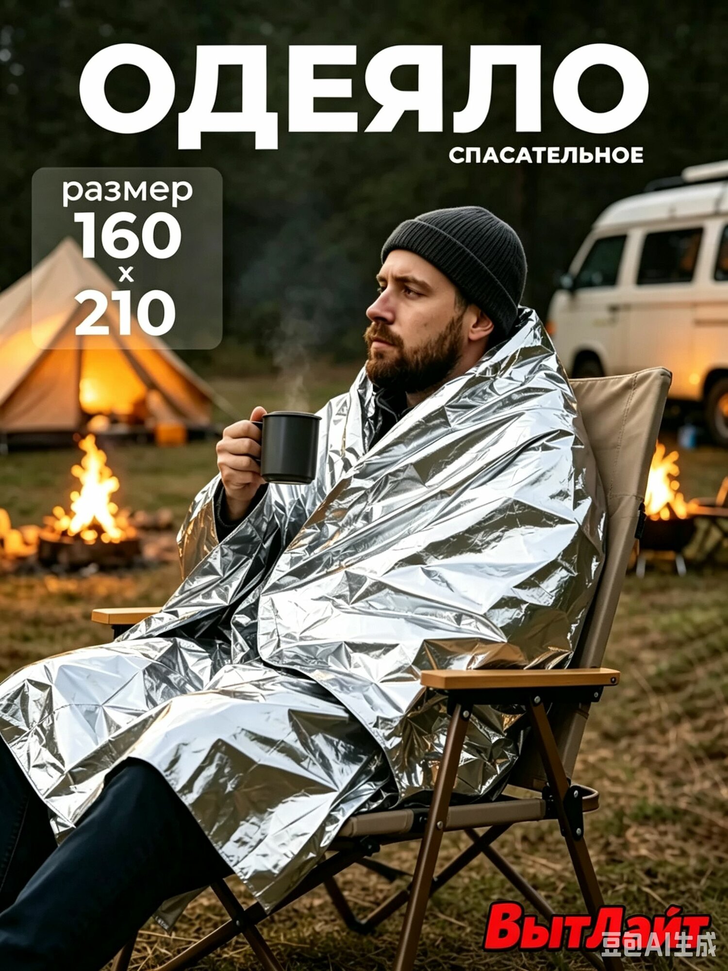 Термоодеяло спасательное многоразовое, 1 шт теплое укрытие для туризма, безопасности и дома