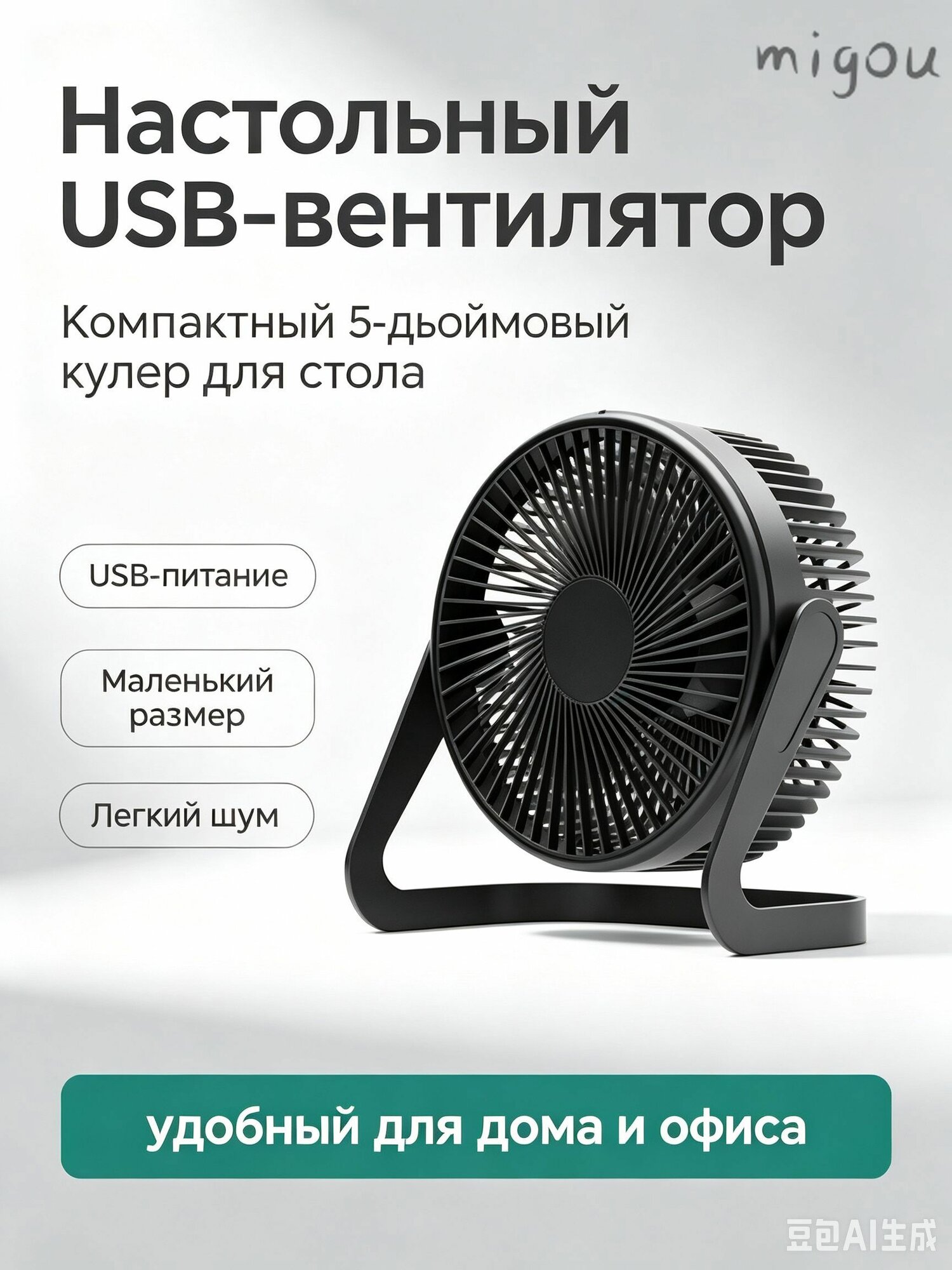 Настольный вентилятор 019f2852420070cbabcbf9ca1cbfc932, черный
