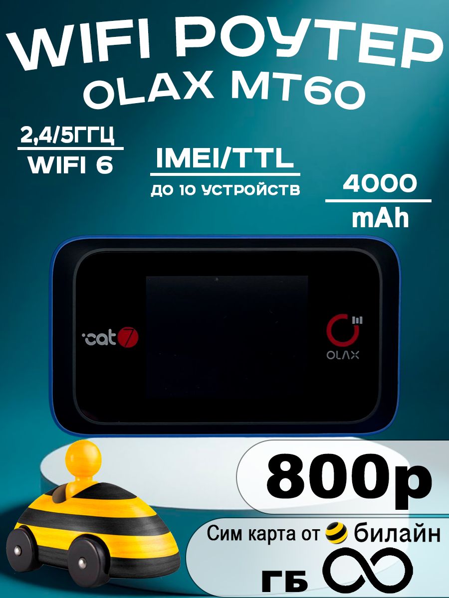 Карманный роутер wi-fi MT60 с безлимитным интернетом 800р