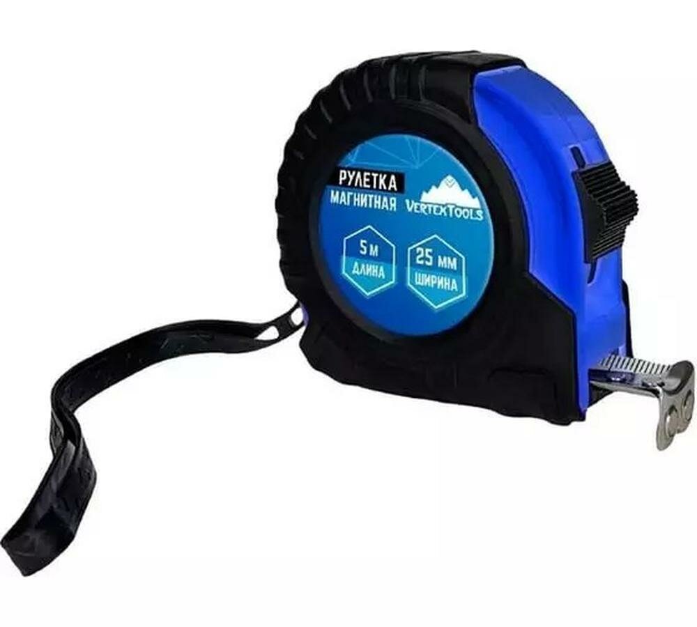 Рулетка 5 м*25мм VertexTools 3120-05-25 магнитная обрезиненная