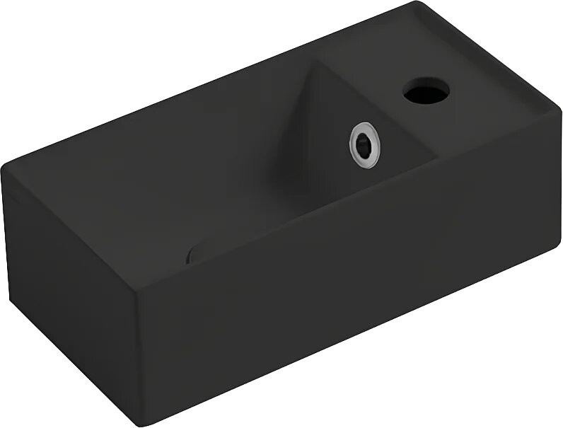 Раковина маленькая в туалет Simas Agile AG20 nero matt*1 40 мини, подвесная, черная, со встроенным сливом-переливом, раковина для ванной фарфоровая, прямоугольная
