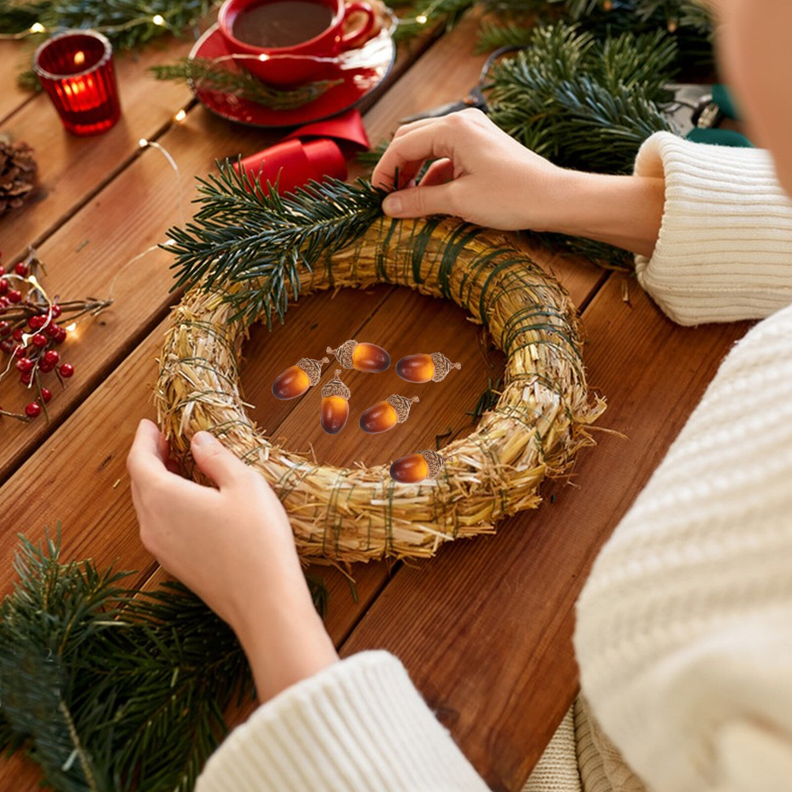 50 Штук Реалистичные Дубовые Шишки Искусственные Украшения Для Christmas 3 00X2 50X2 50Cm