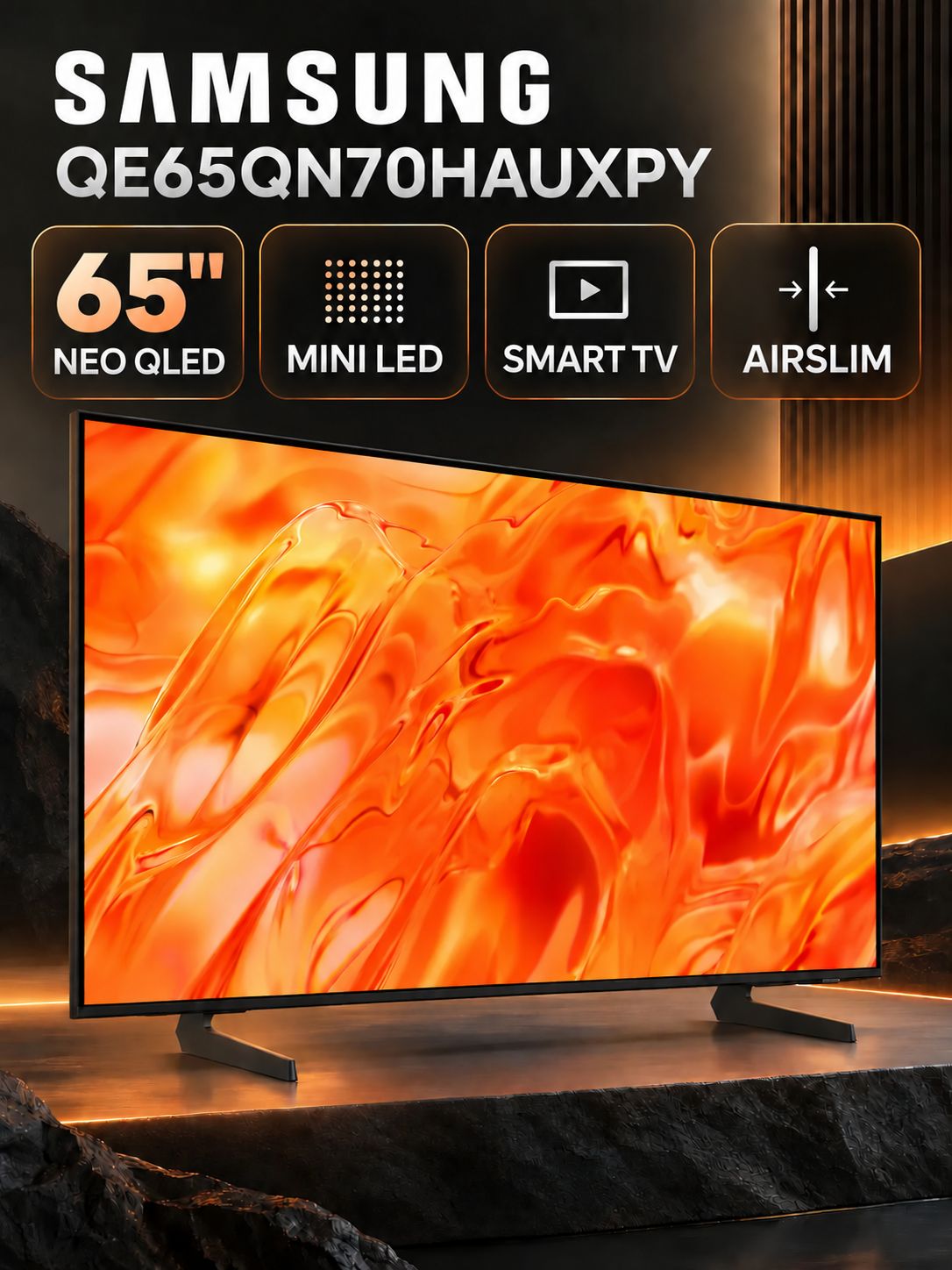 Телевизор Samsung 65" QE65QN70HAUXPY, Neo QLED, 4K UHD, Vision AI Smart TV (2026), серый
