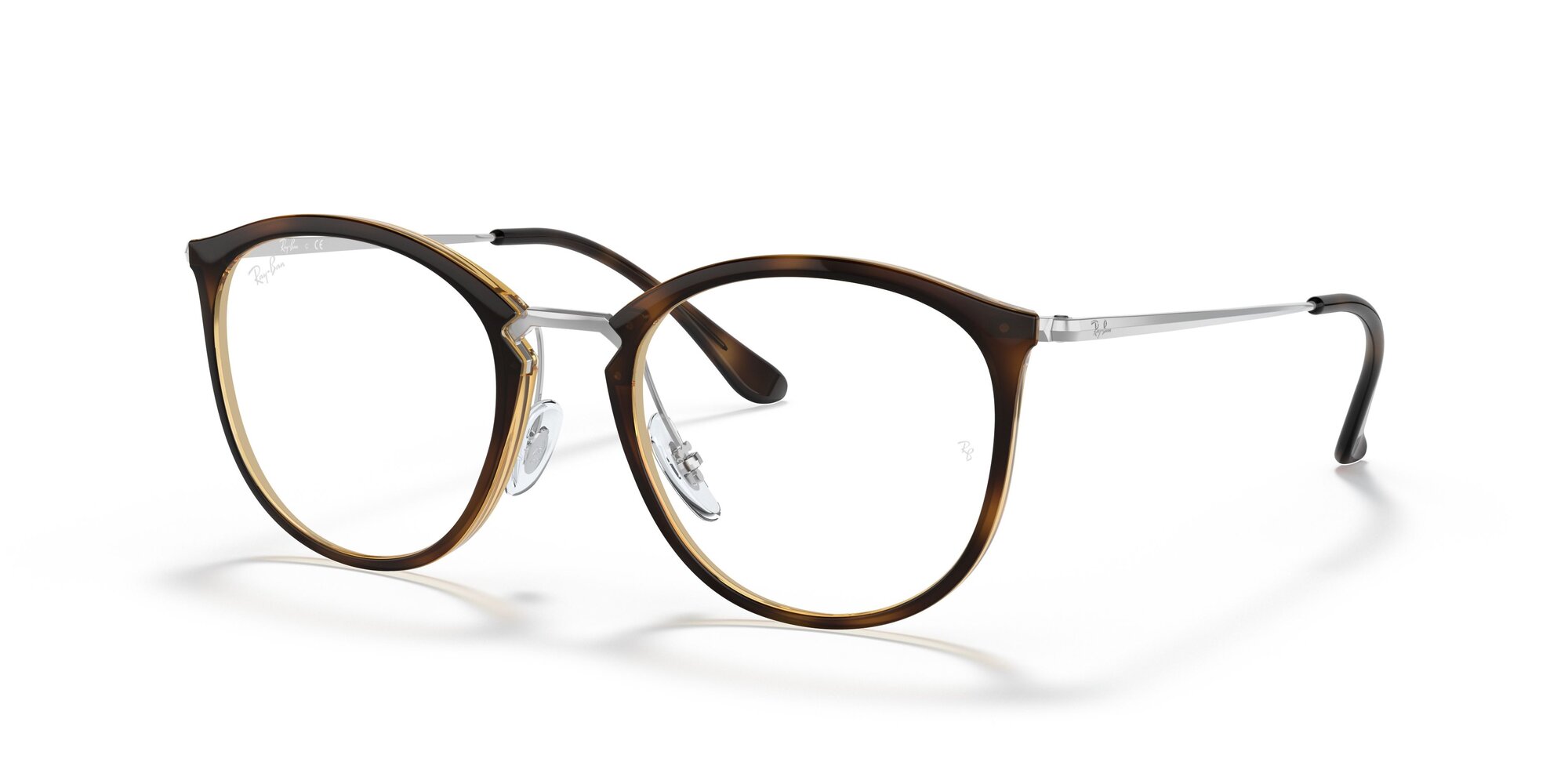 Оправа Ray-Ban 7140 2012, круглая, черепаховая, ободковая, пластик/металл, салфетка и футляр