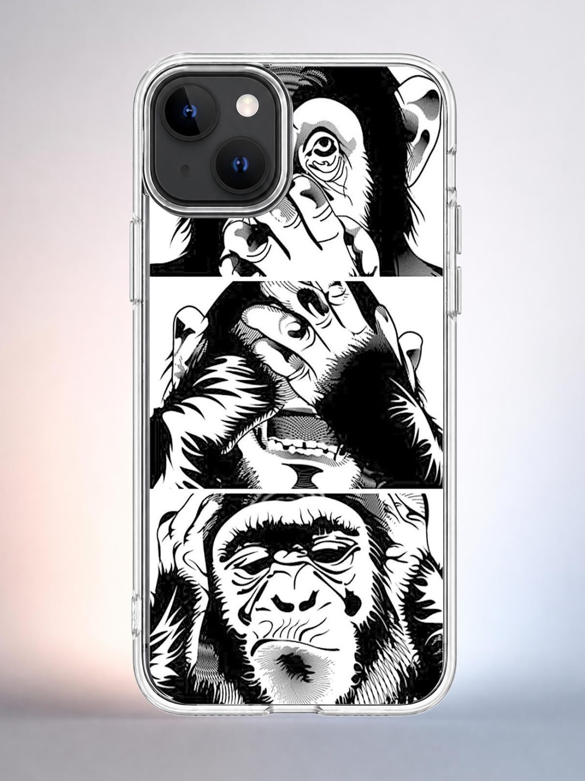 Силиконовый чехол на iPhone 15 эволюция обезьяны