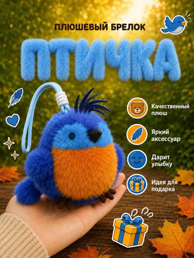 Мягкая игрушка-брелок Птичка