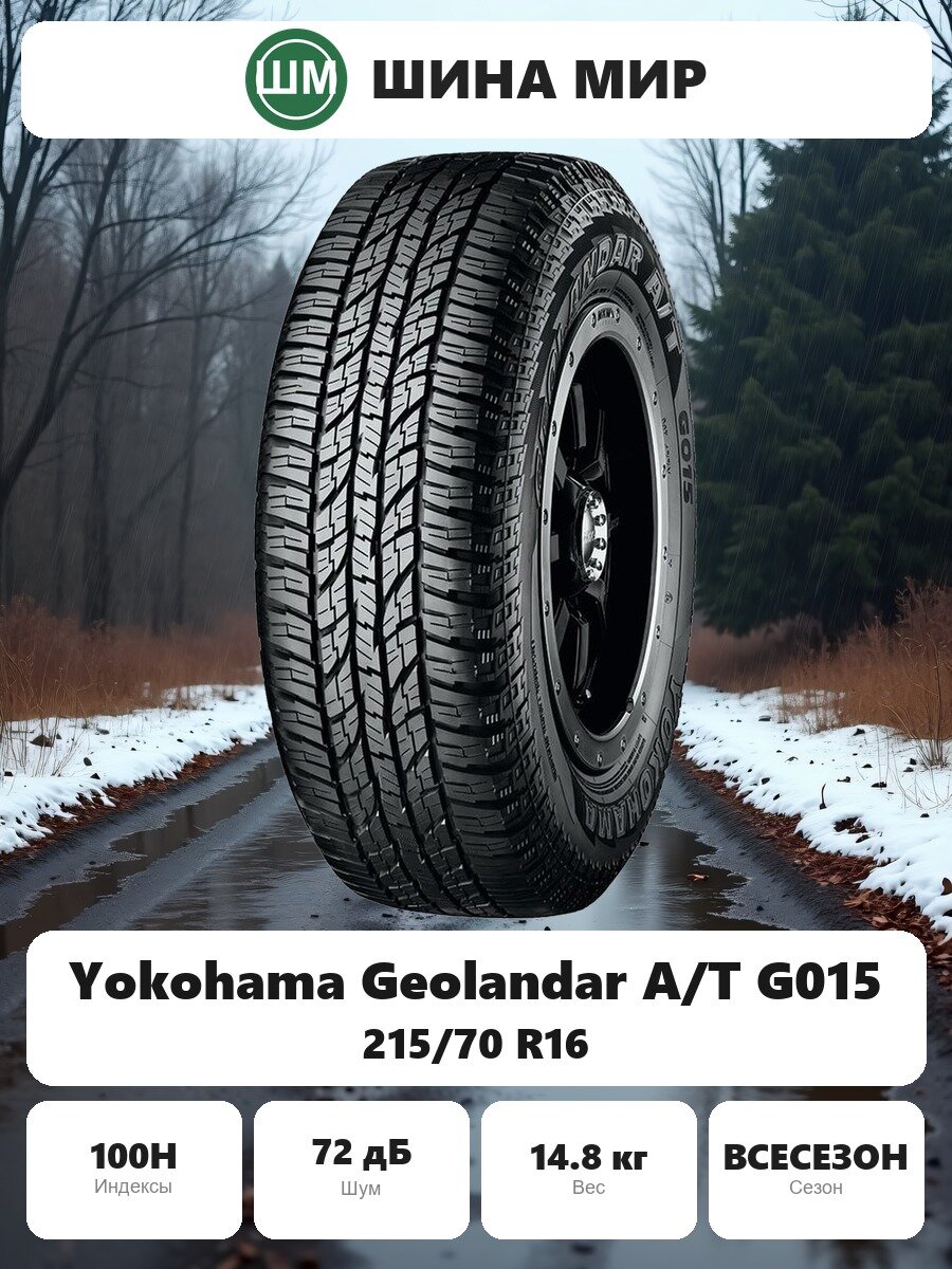 Шина Yokohama Geolandar A/T G015 215/70 R16 100H Всесезонная Нешипованная