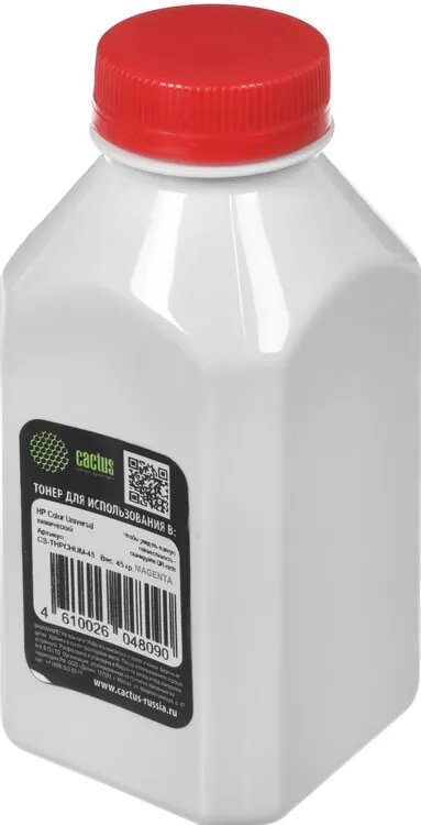 Тонер Cactus CS-THPCHUM-45, для HP Color Universal CF540A/CF400A/CF410A/CF400A/CE310, пурпурный, 45грамм, флакон