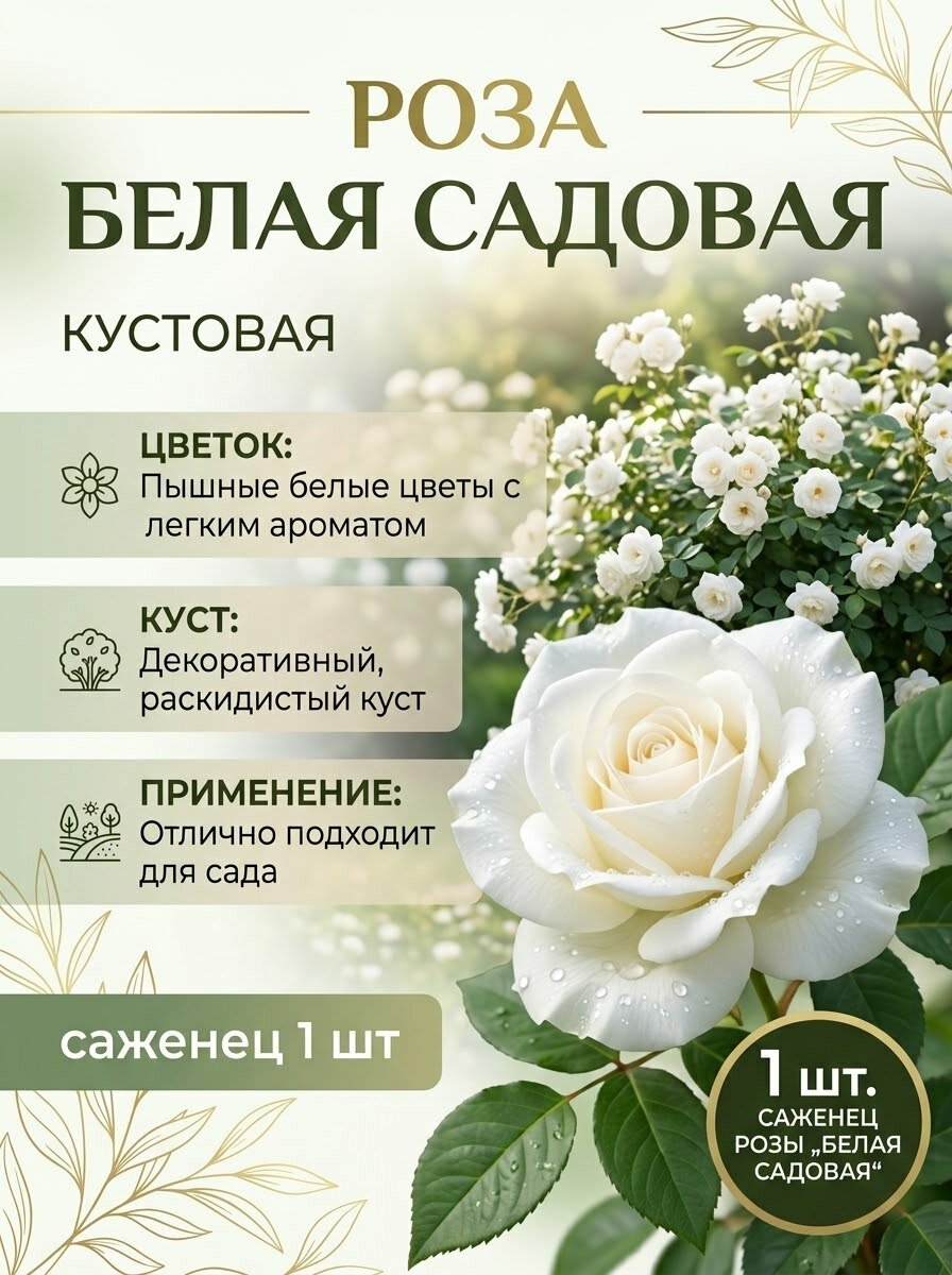 Роза кустовая саженец Белая Садовая