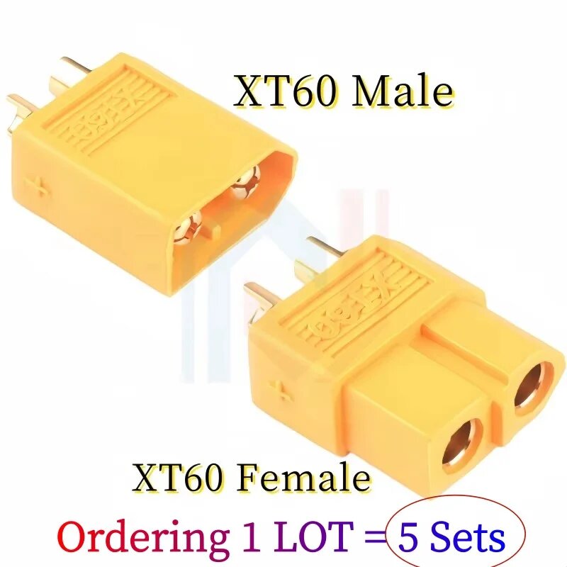 Разъемы XT60 (папа/мама) с силиконовым проводом 12AWG 10CM, Male and Female 5Set