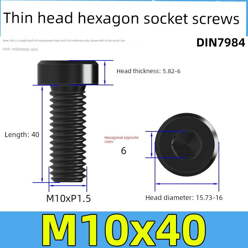 Сертификат DIN 7984, сталь 12.9 класса, шестигранный болт М10 x 40мм (5 шт.) для гаечного ключа 6мм