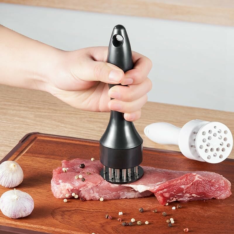 Инструмент для размягчения мяса на 12 игл, цвет белый, для стейков, курицы и свинины при мариновании и готовке на гриле