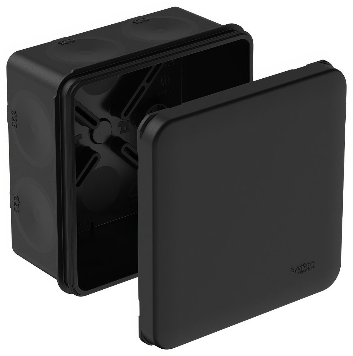 MultiBox Коробка распределительная с мембранными вводами IP66 85х85х42 Черная (со стикером) под пистолет