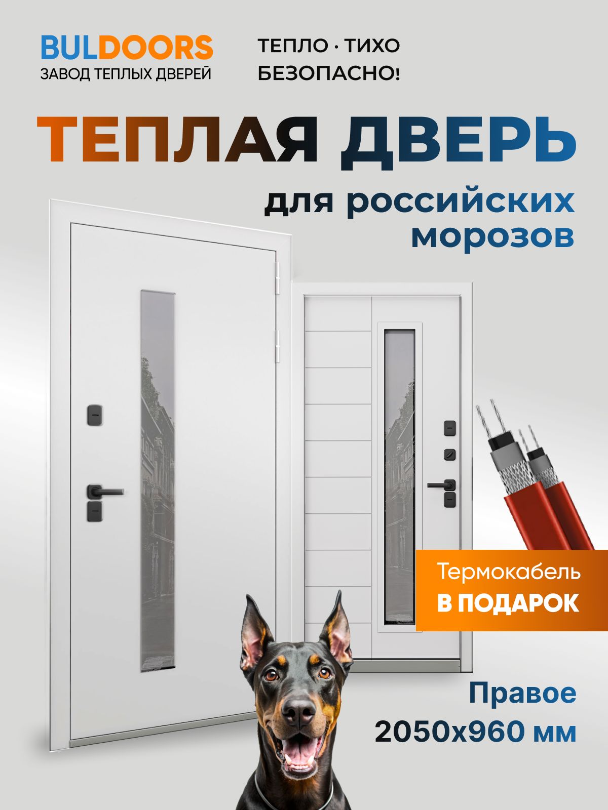 Завод теплых дверей BULDOORS Дверь входная металлическая для дома с терморазрывом TERMO Premium 6pro-960Пр9003