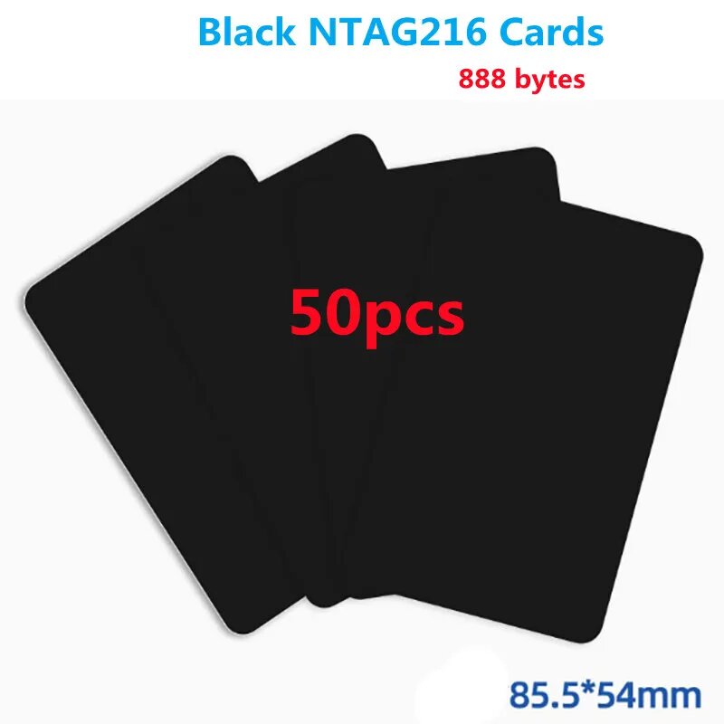 NFC-карты Ntag216 черные 50 шт, 888 байт