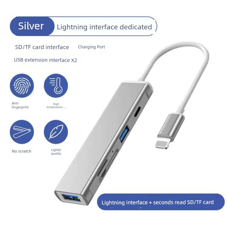 15 см адаптер с разъемом Lightning для 4-портового USB-хаба с поддержкой карт TF/SD и зарядки для iPhone, iPad и камер