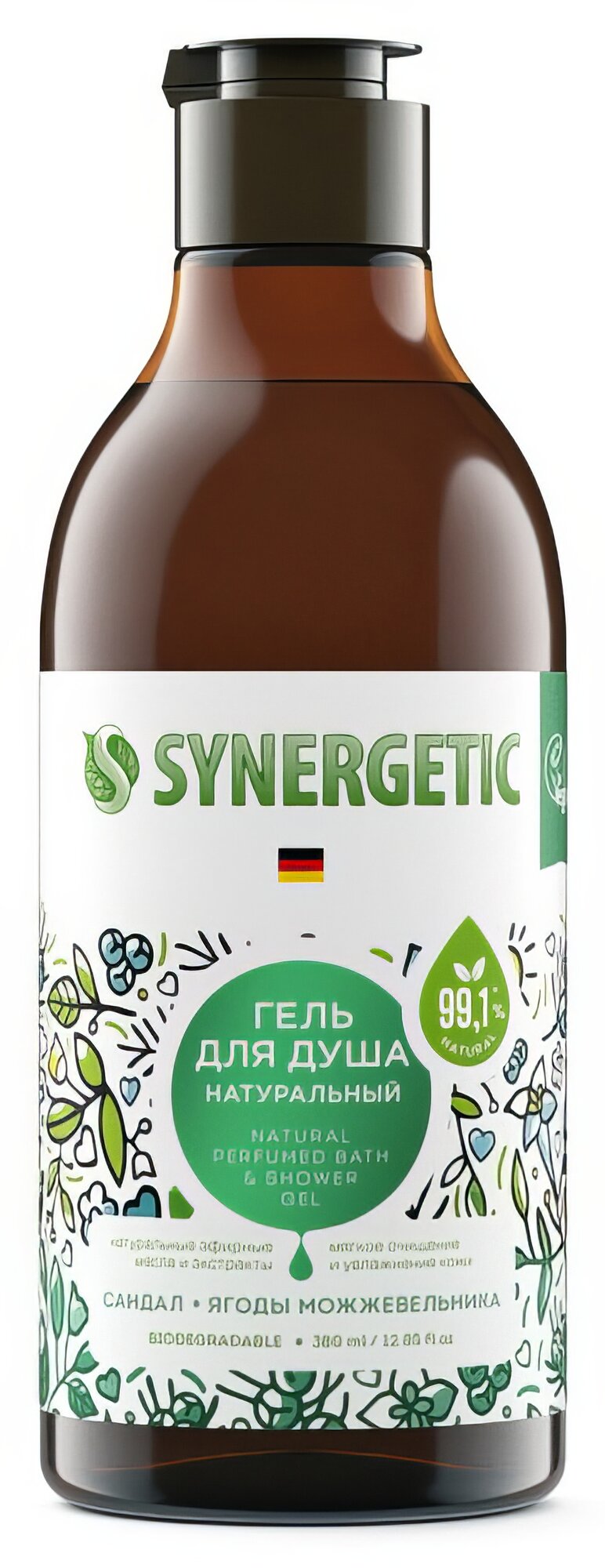 Гель для душа SYNERGETIC Сандал и Ягоды можжевельника парфюмированный 380мл
