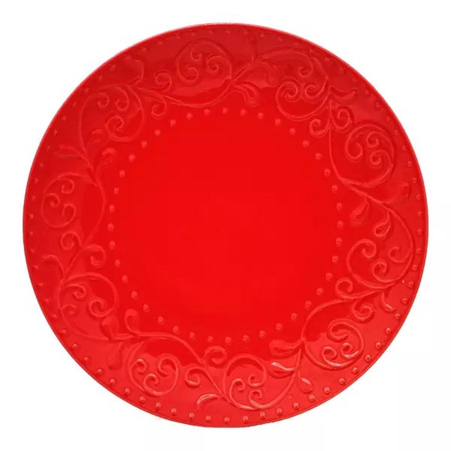 Тарелка обеденная 27 см Праздник Красный, керамика SX030C-01 Red