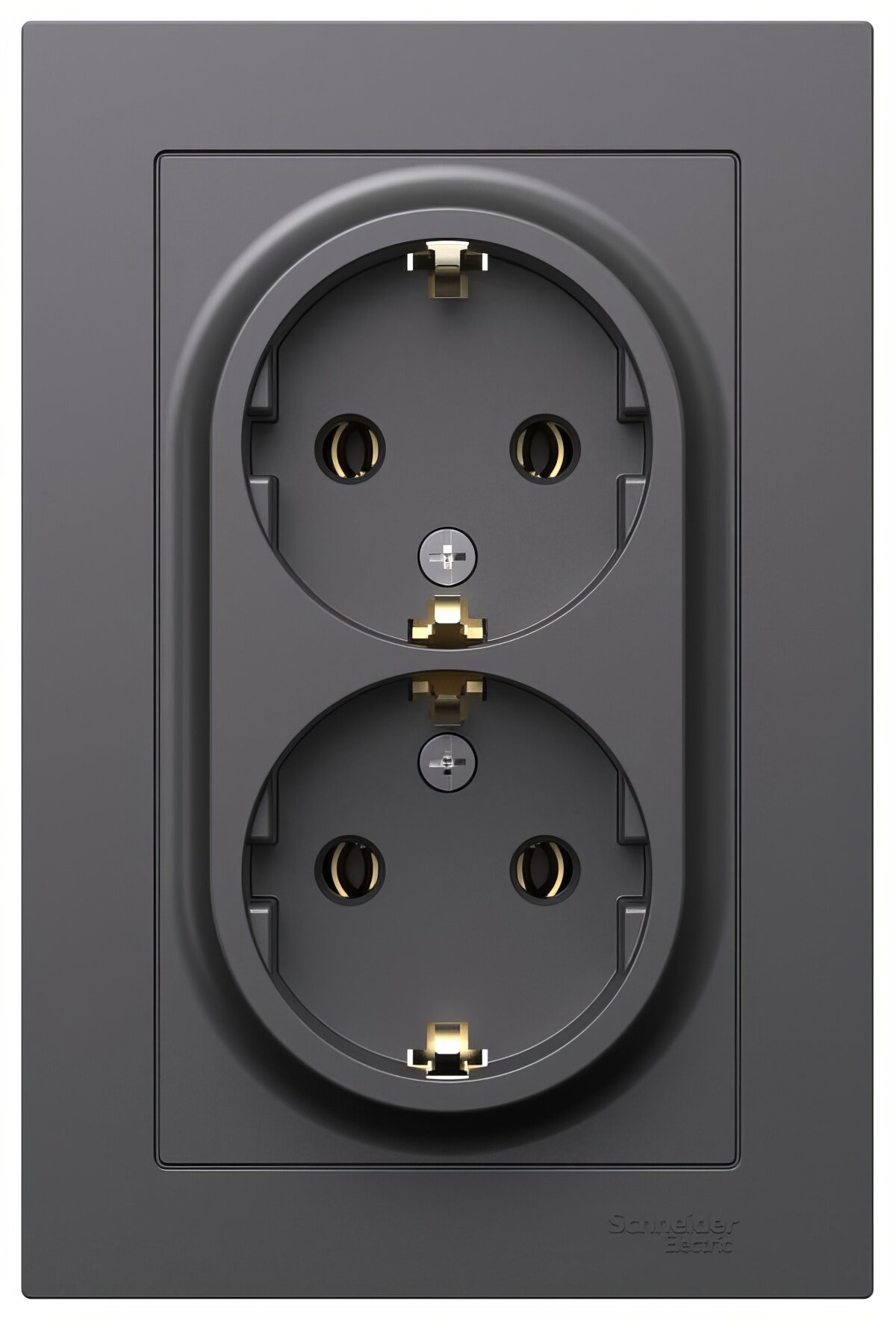 Двойная розетка в сборе Systeme Electric Atlasdesign базальт с заземлением, 16а, ATN001424