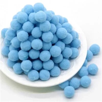 Мини пушистые помпоны 8/10/15/20/25/30 мм для рукоделия Синий, 34 Lake blue, 30mm 20g 21pcs