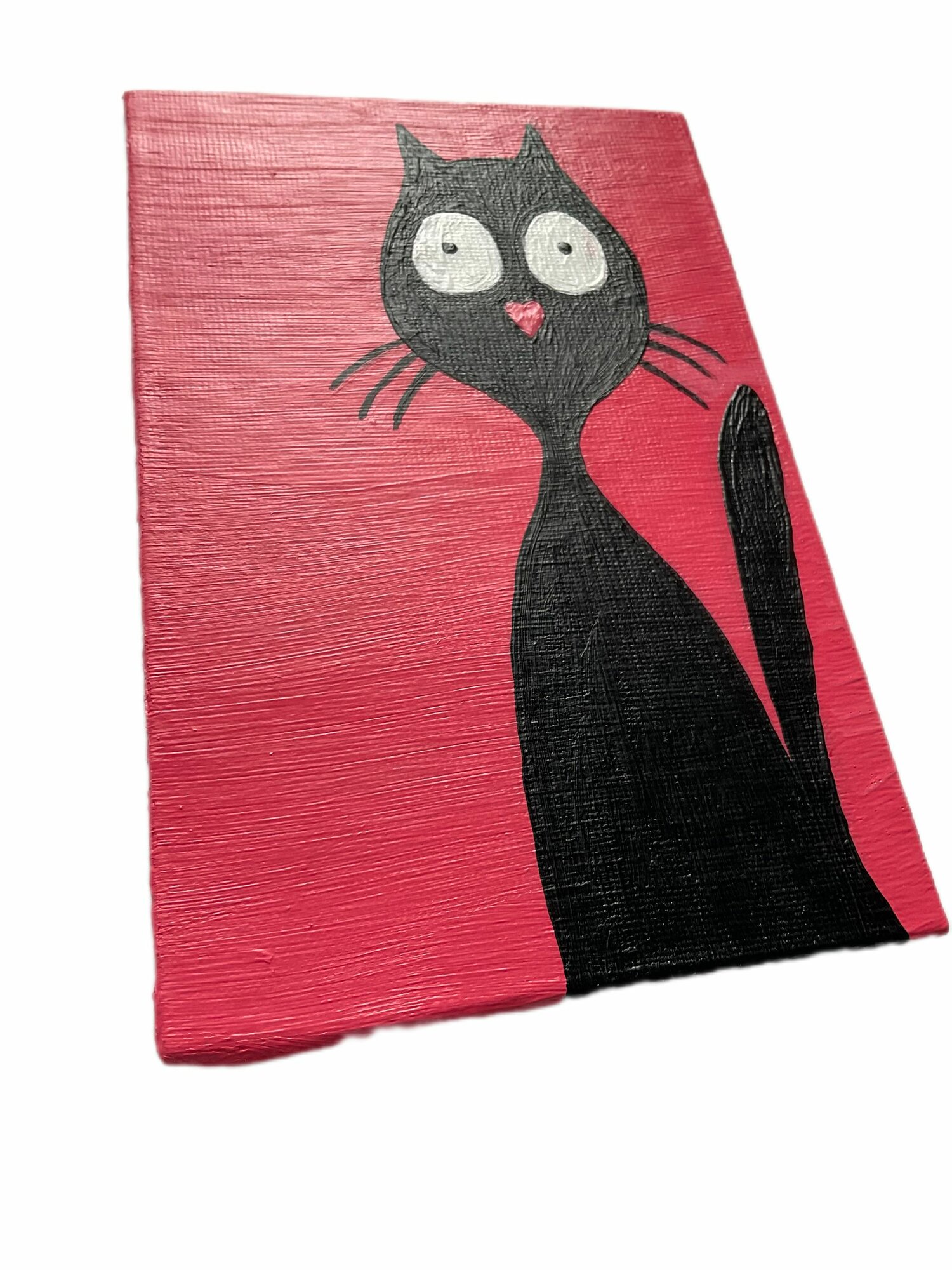 Картина Котик, Ручная работа, 10*15см, Холст на картоне