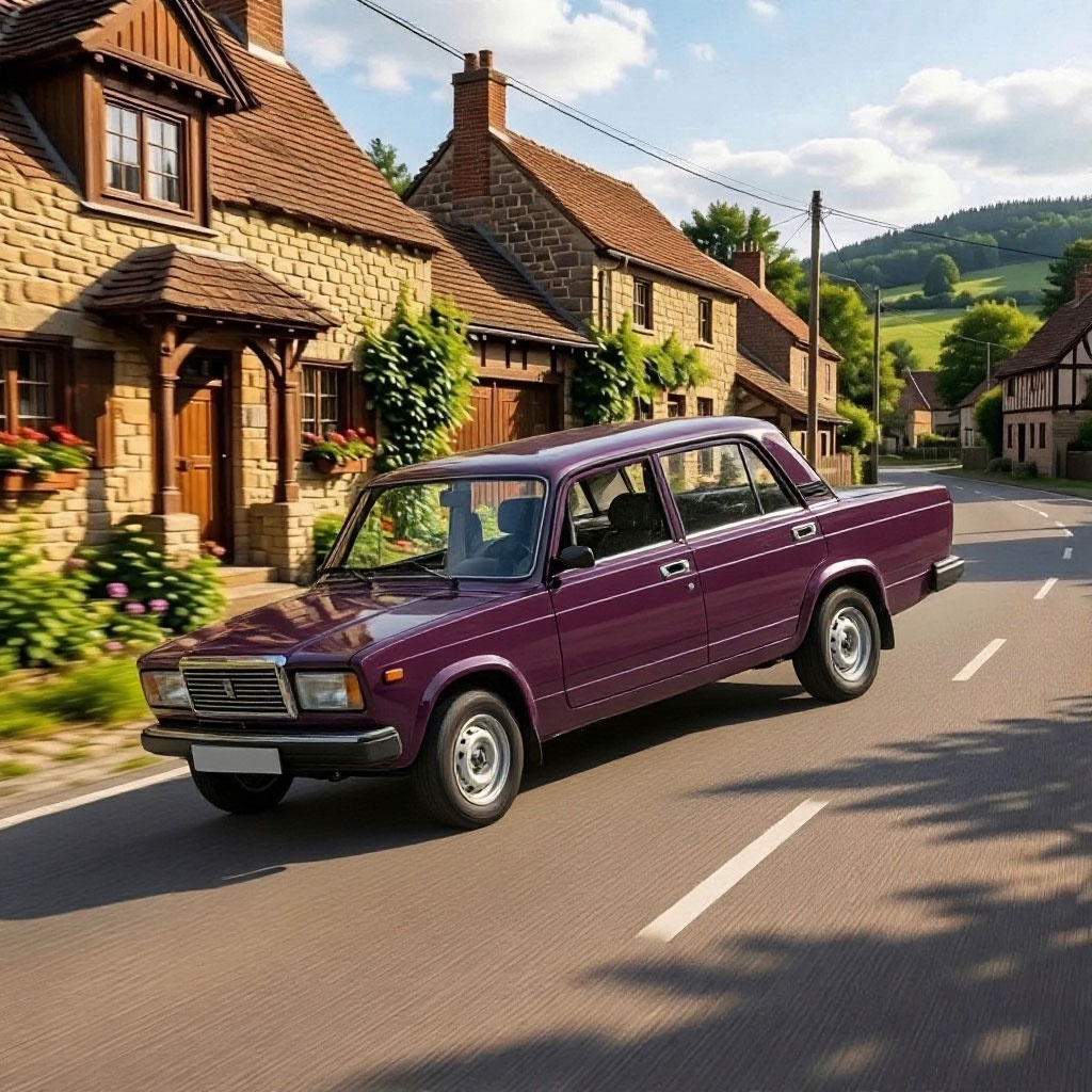 Машинка металлическая LADA ВАЗ-2107 "Жигули" семерка, баклажан, 12 см