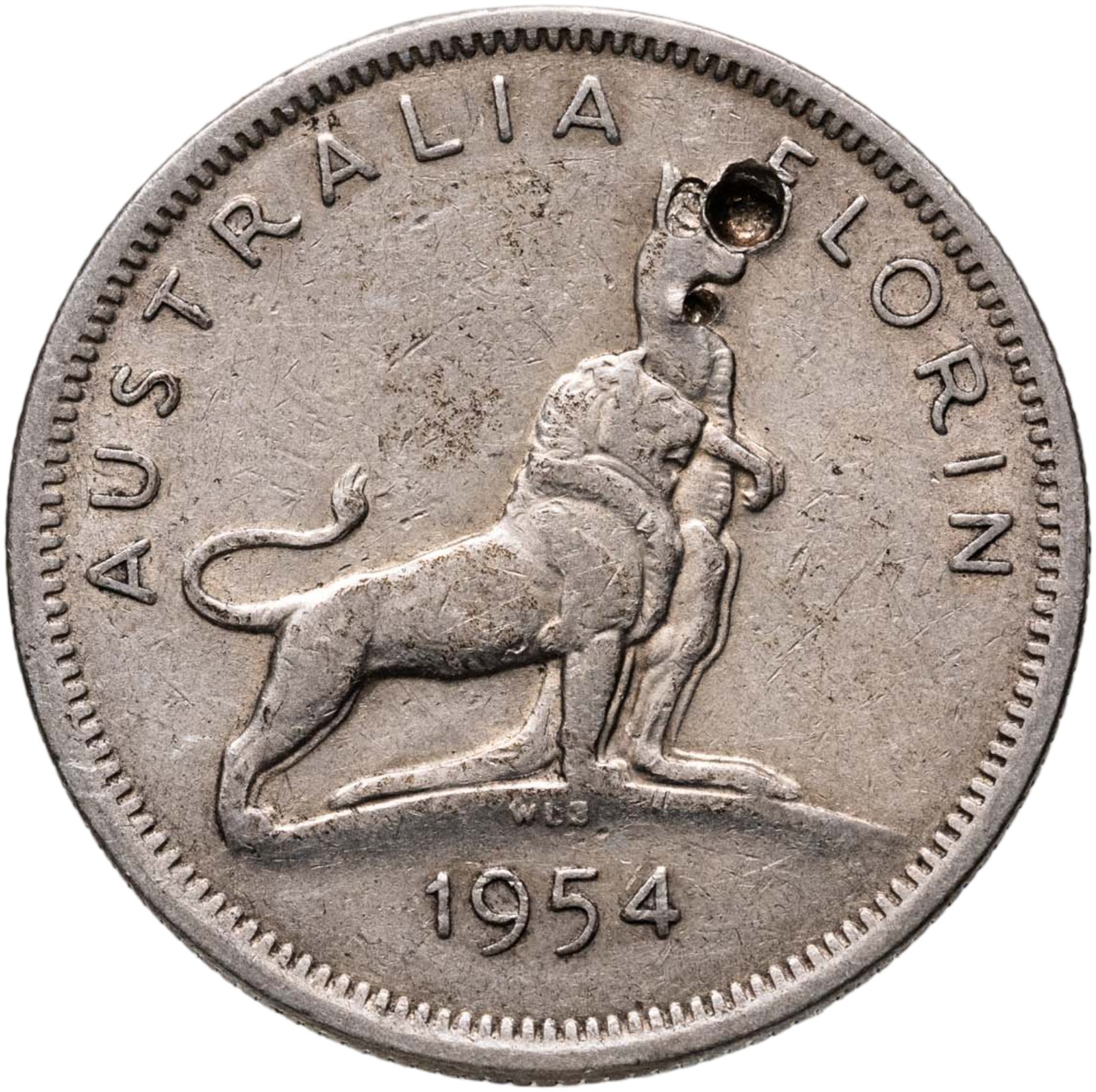 Австралия 1 флорин 1954 "Визит королевы Елизаветы II в Австралию", Серебро 500, в сохранности F